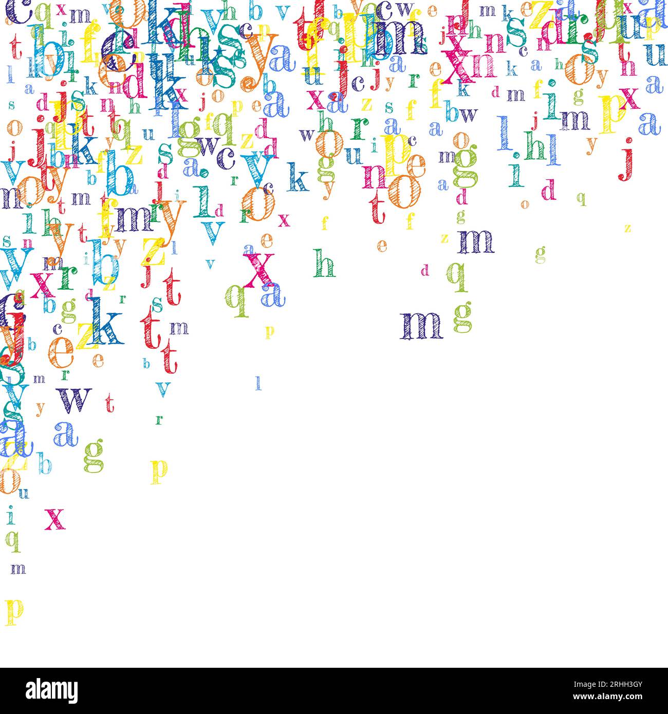 Falling letters of English language. Colorful childish flying ...