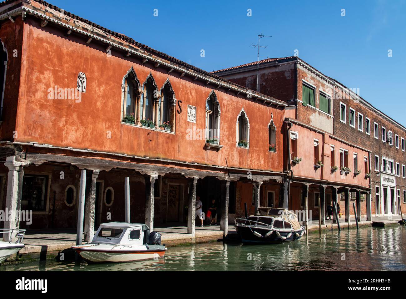 Channels and buildings around in Murano, Venice, Italy. Murano if world ...