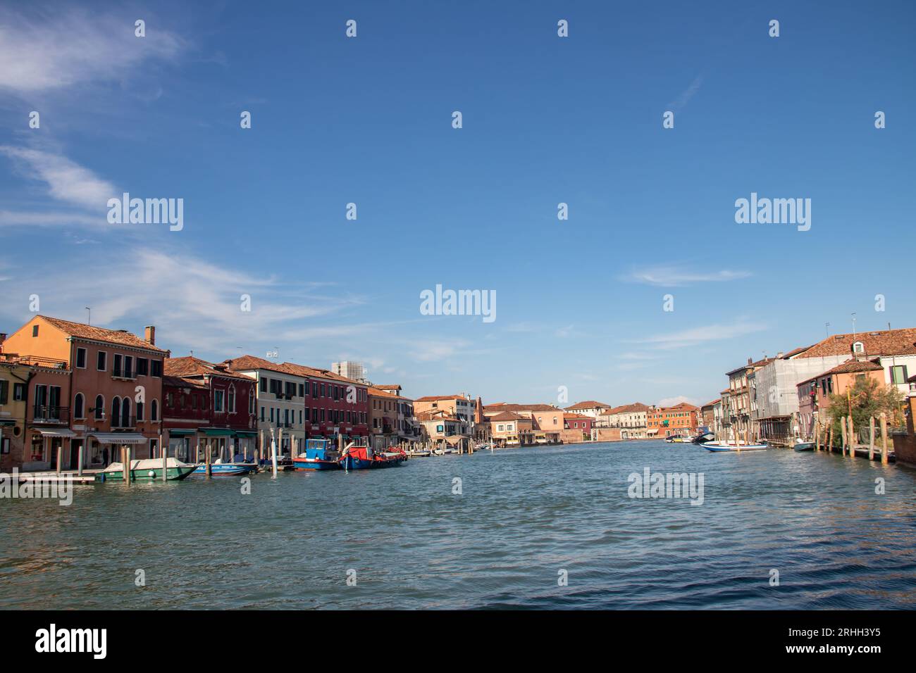 Channels and buildings around in Murano, Venice, Italy. Murano if world ...
