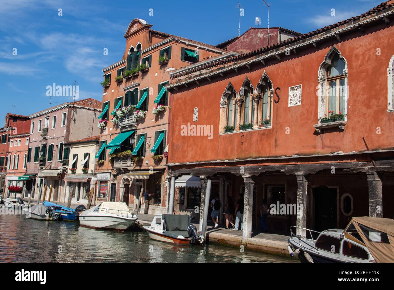 Channels and buildings around in Murano, Venice, Italy. Murano if world ...