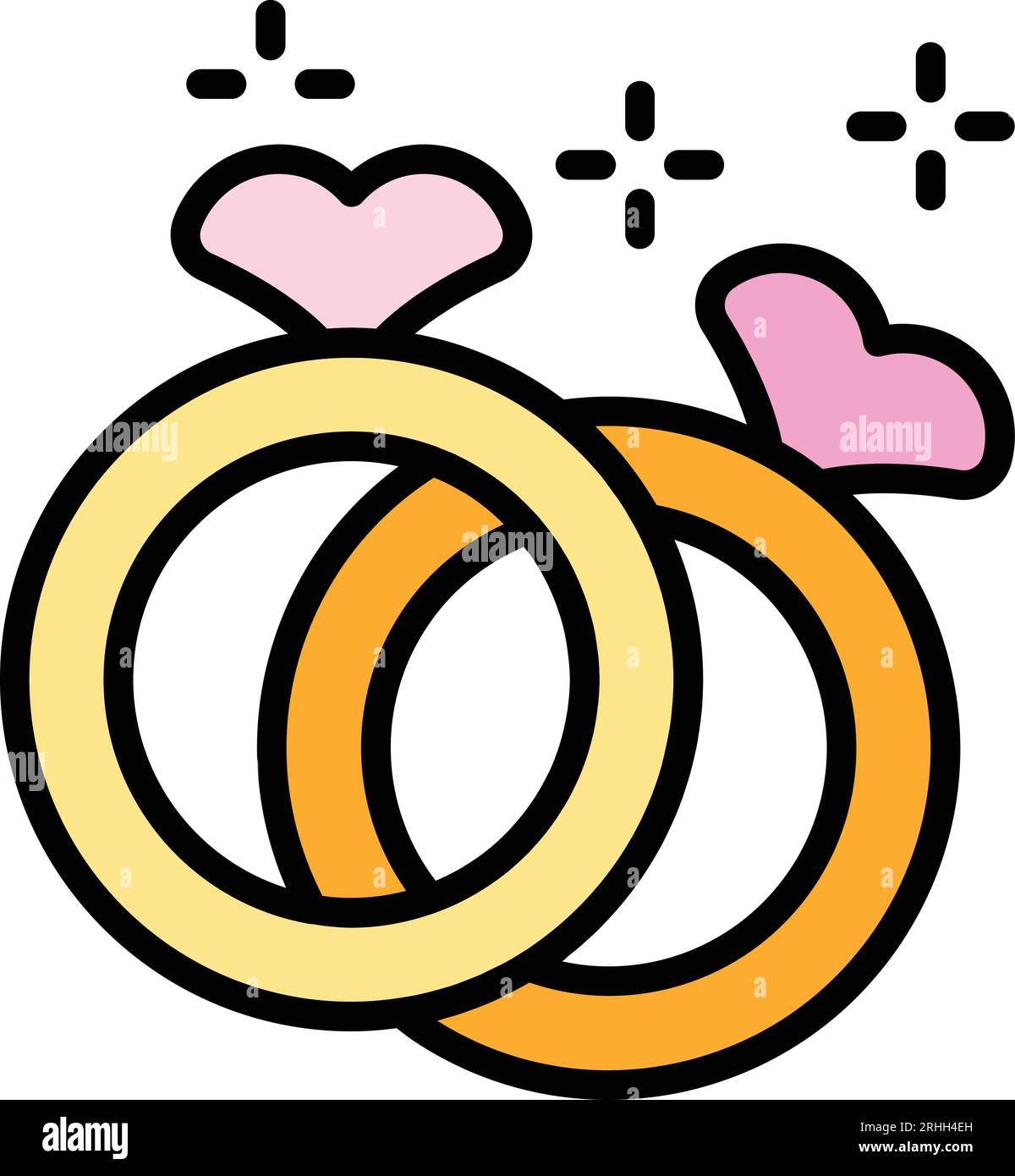 Wedding rings icon outline vector. Event service. Ceremony party color ...