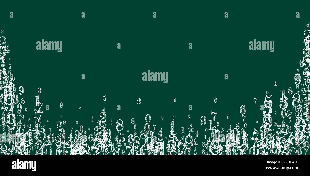 Concept of school background. White chalk numbers and digits falling ...