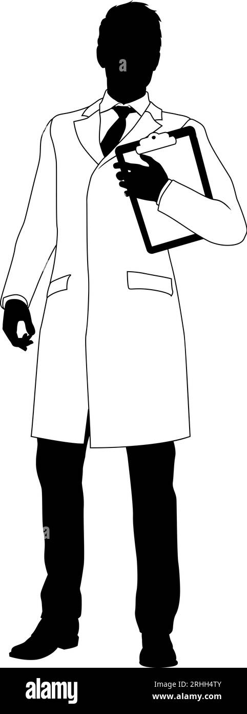Scientist Engineer Survey Clipboard Man Silhouette Stock Vector Image ...