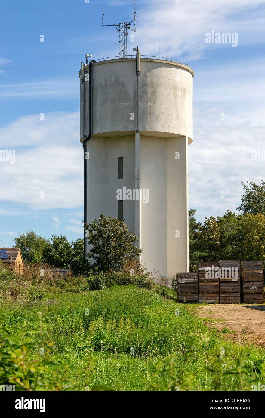 Water tower supplying housing at rendlesham, Suffolk, England, UK Stock ...