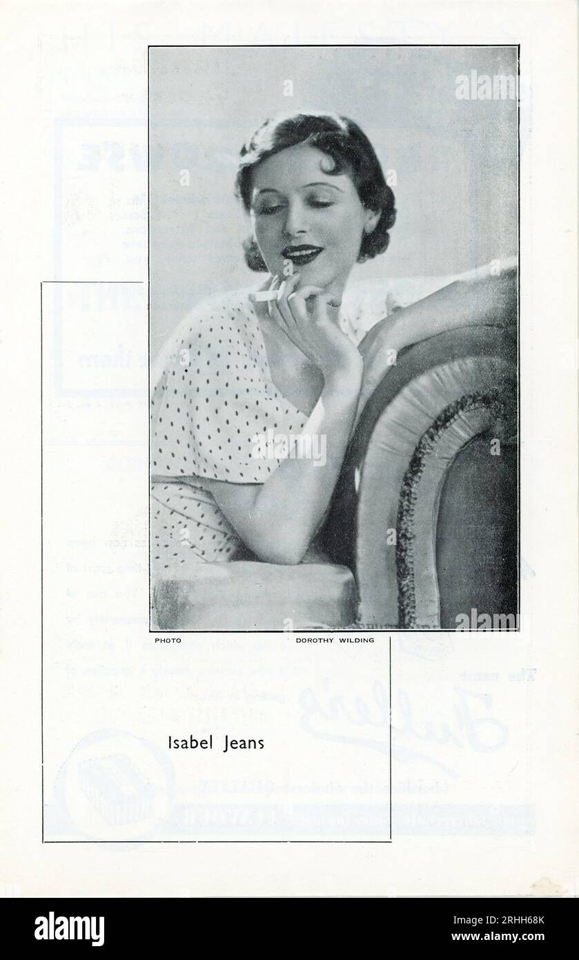 Inside page of Programme with portrait of ISABEL JEANS by DOROTHY ...