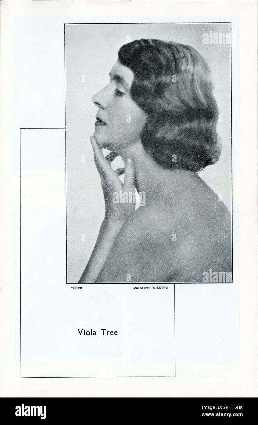 Inside page of Programme with portrait of VIOLA TREE by DOROTHY WILDING ...