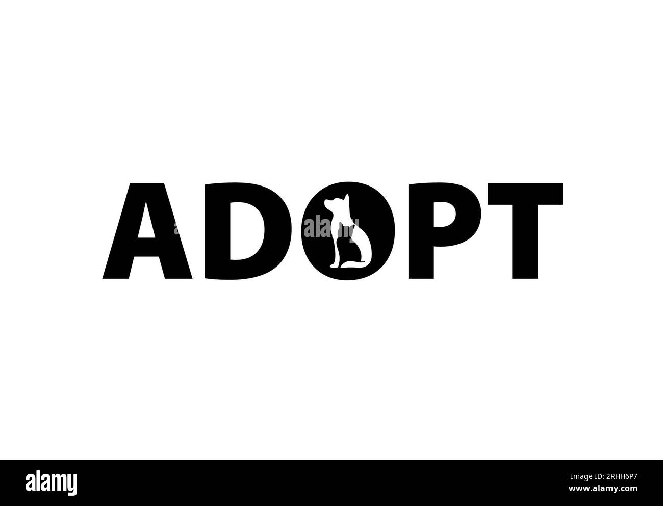 Adopt word with cat and dog on white background. Isolated illustration ...