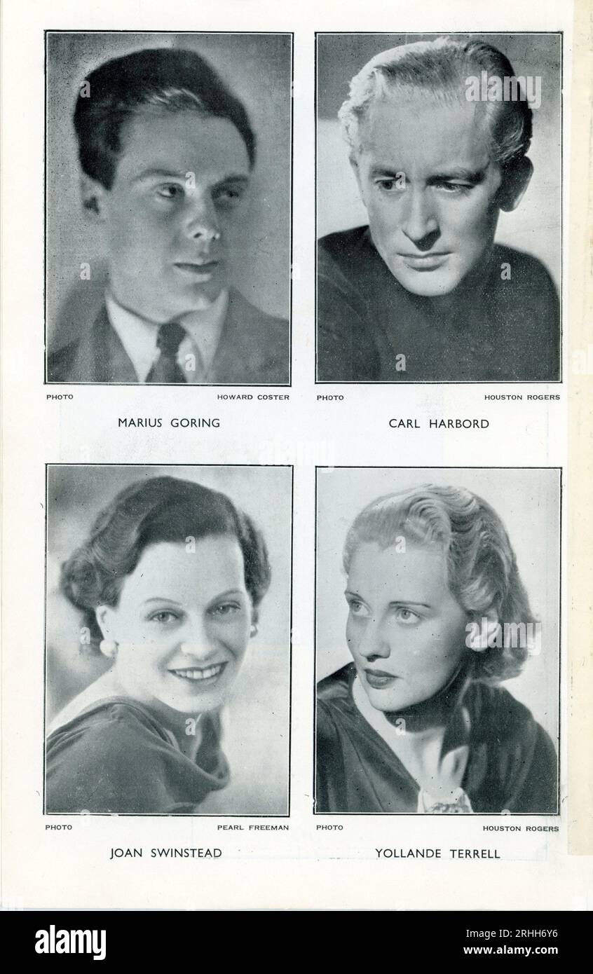 Inside page of Programme with portraits of MARIUS GORING CARL HARBORD ...