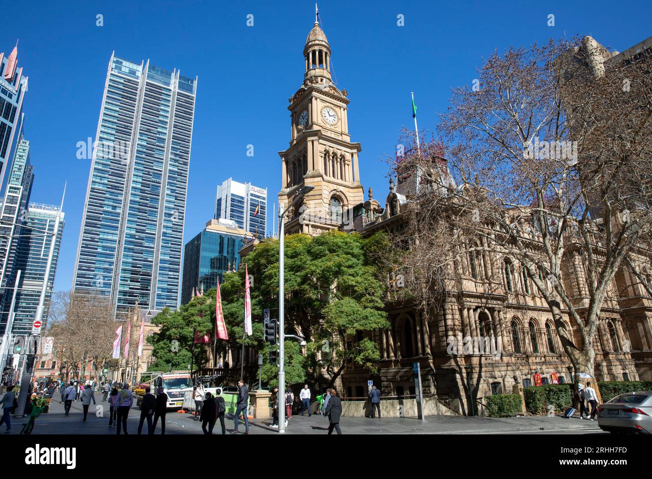 Sydney Town Hall on George street in the city centre, corporate office ...