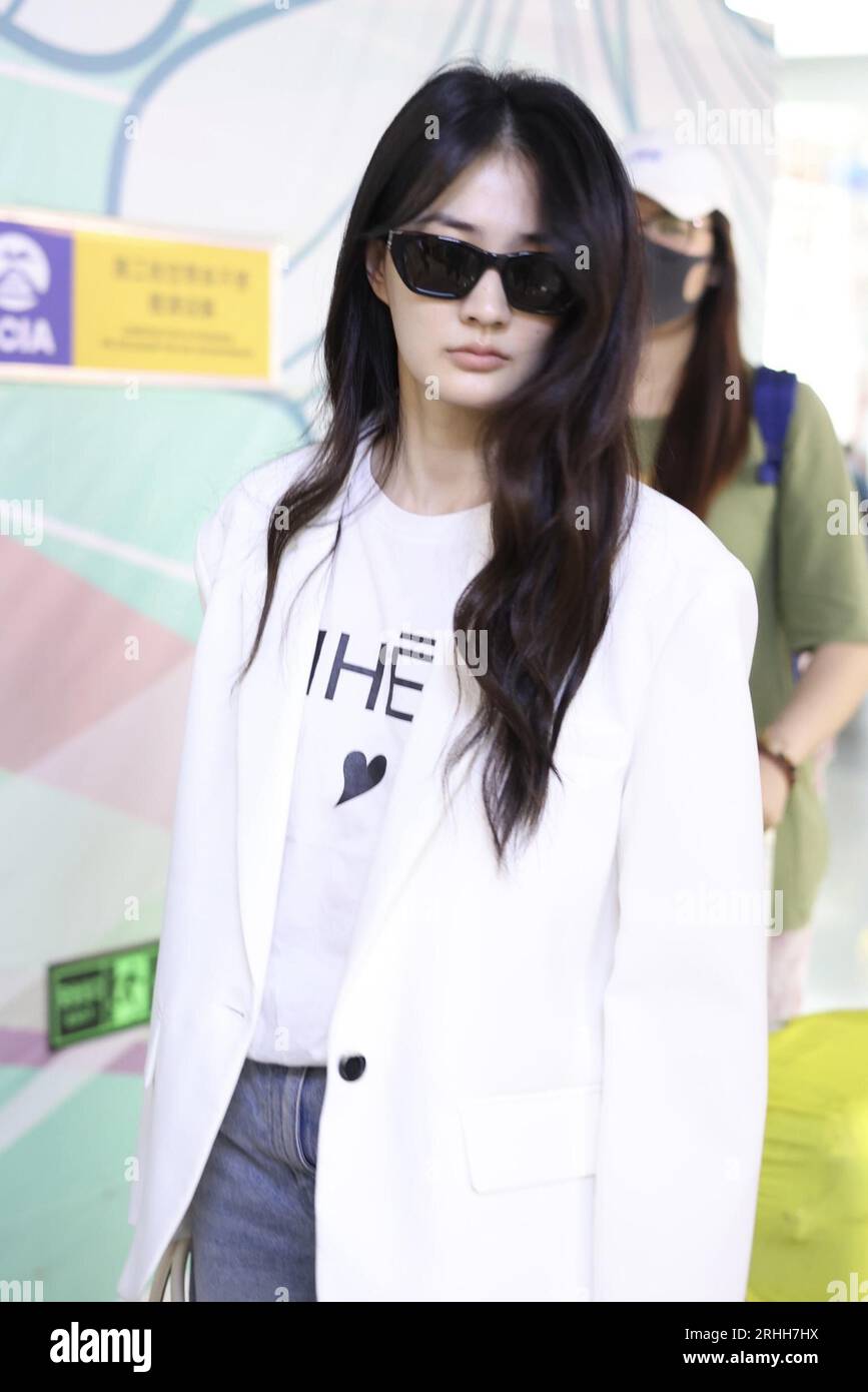 Chinese actress and singer Xu Lu appears at the airport in Beijing ...