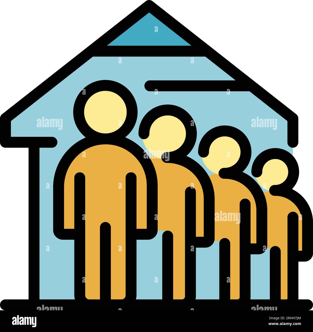 Group social house icon outline vector. People home. City stay color ...