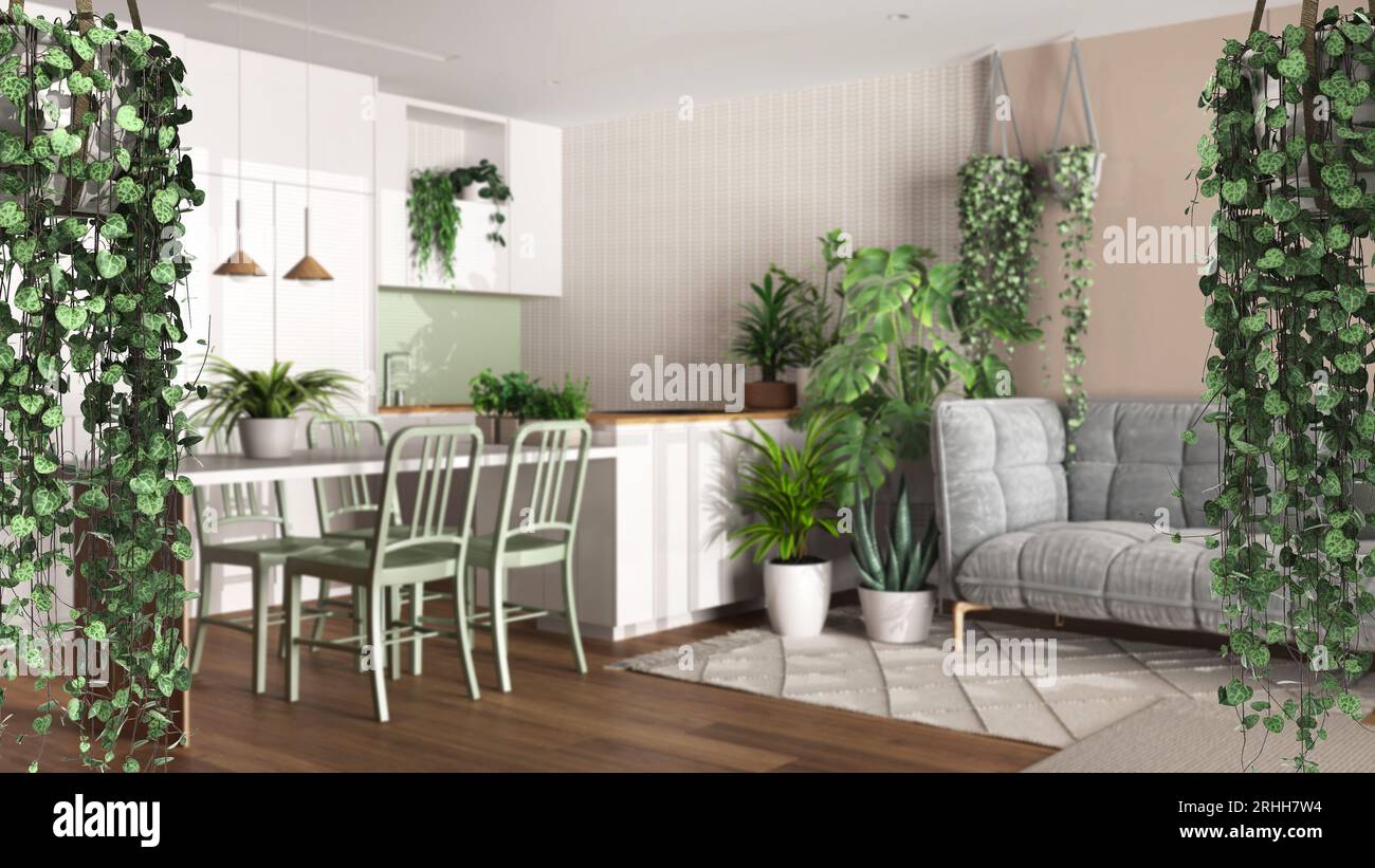 Jungle frame, biophilic concept idea interior design. Tropical leaves ...