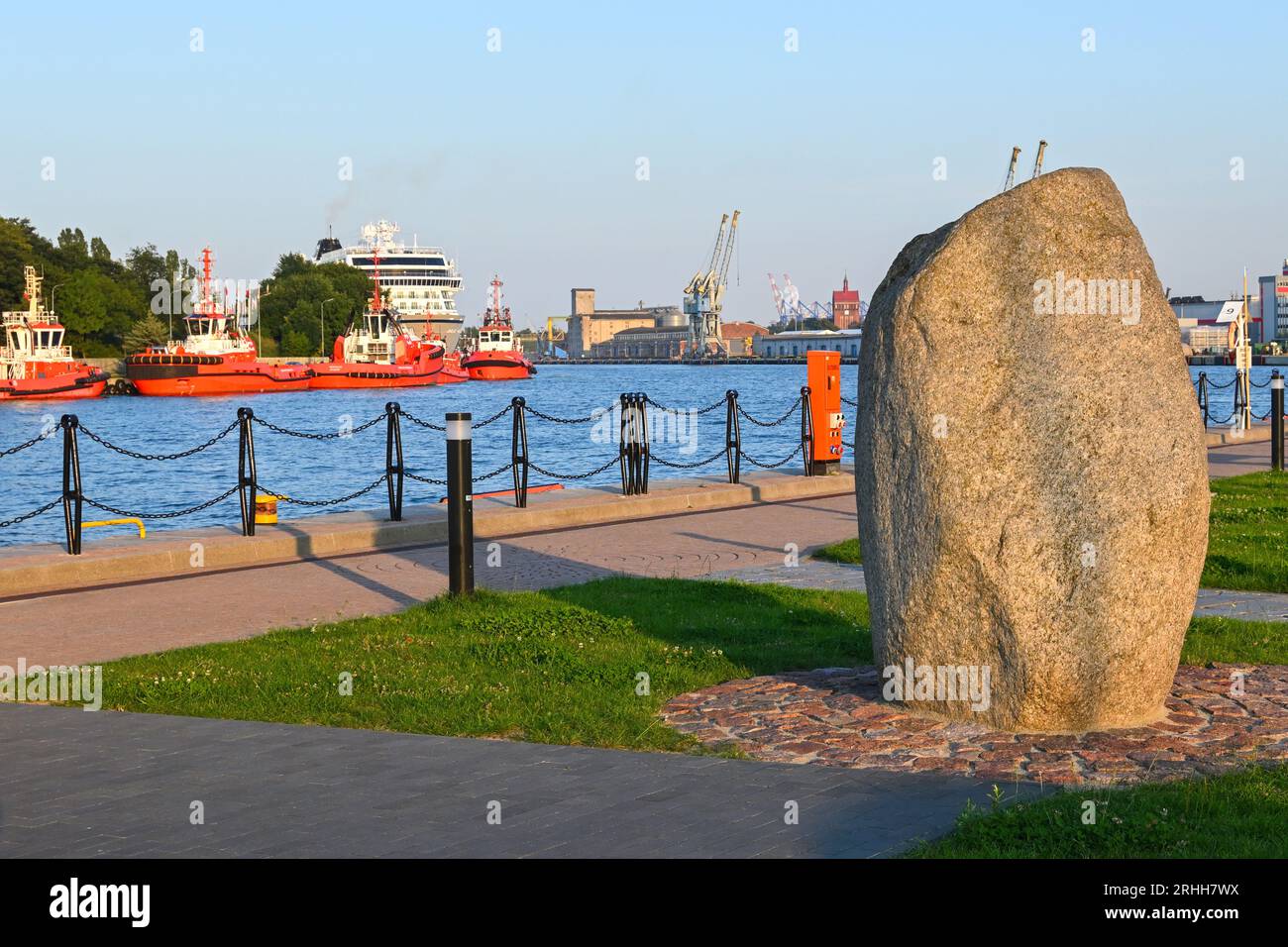 Gdansk, Poland - August 15, 2023: Seafront promenade in port of Gdansk ...