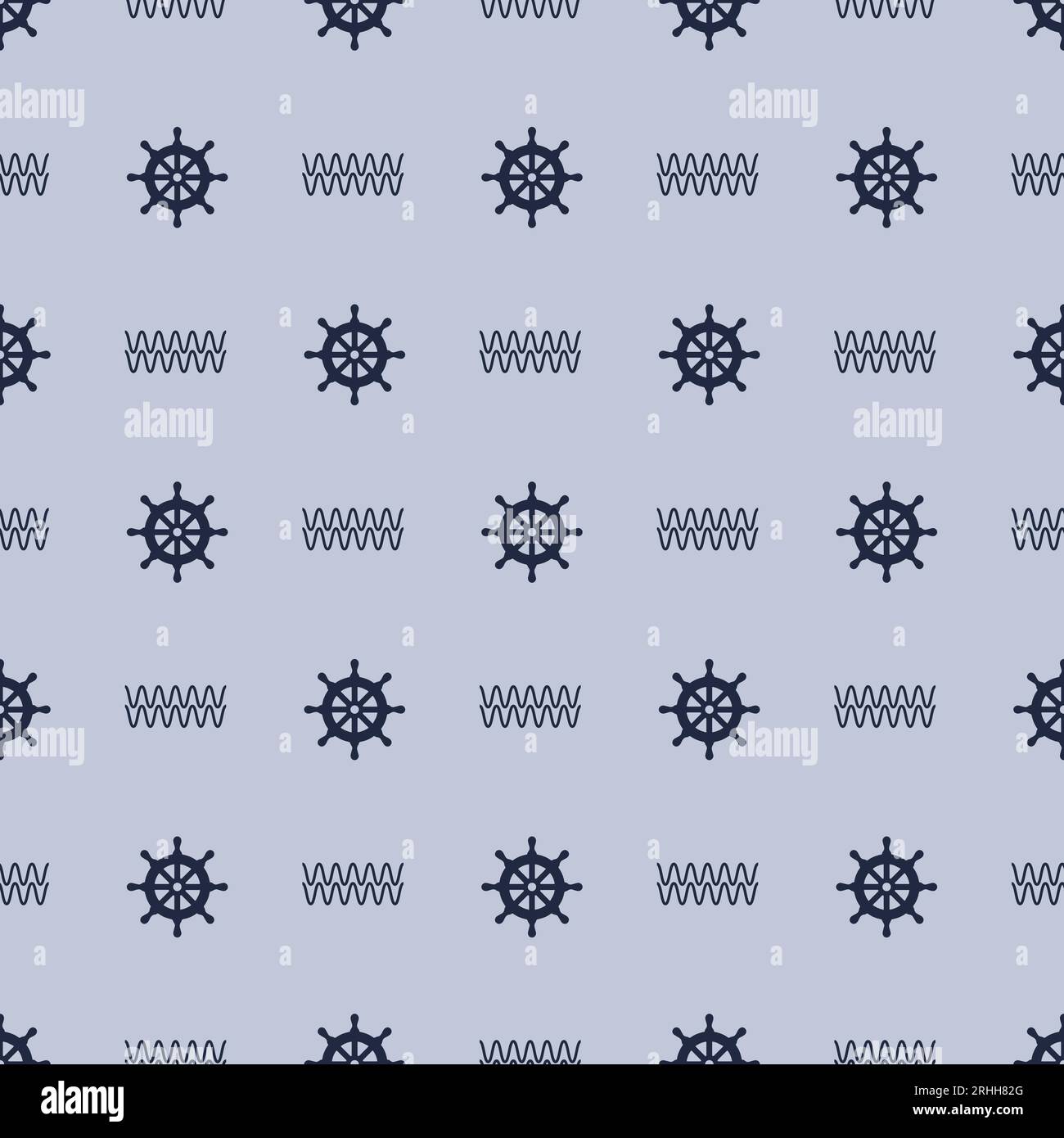 Ship wheel textile seamless pattern. Nautical travel, adventure and ...