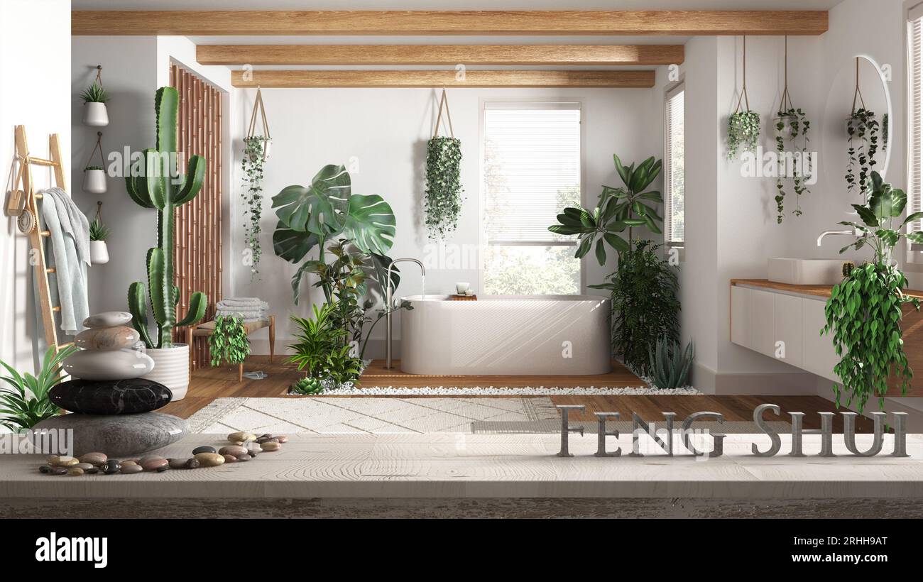 Wooden vintage table shelf with pebble balance and 3d letters making ...