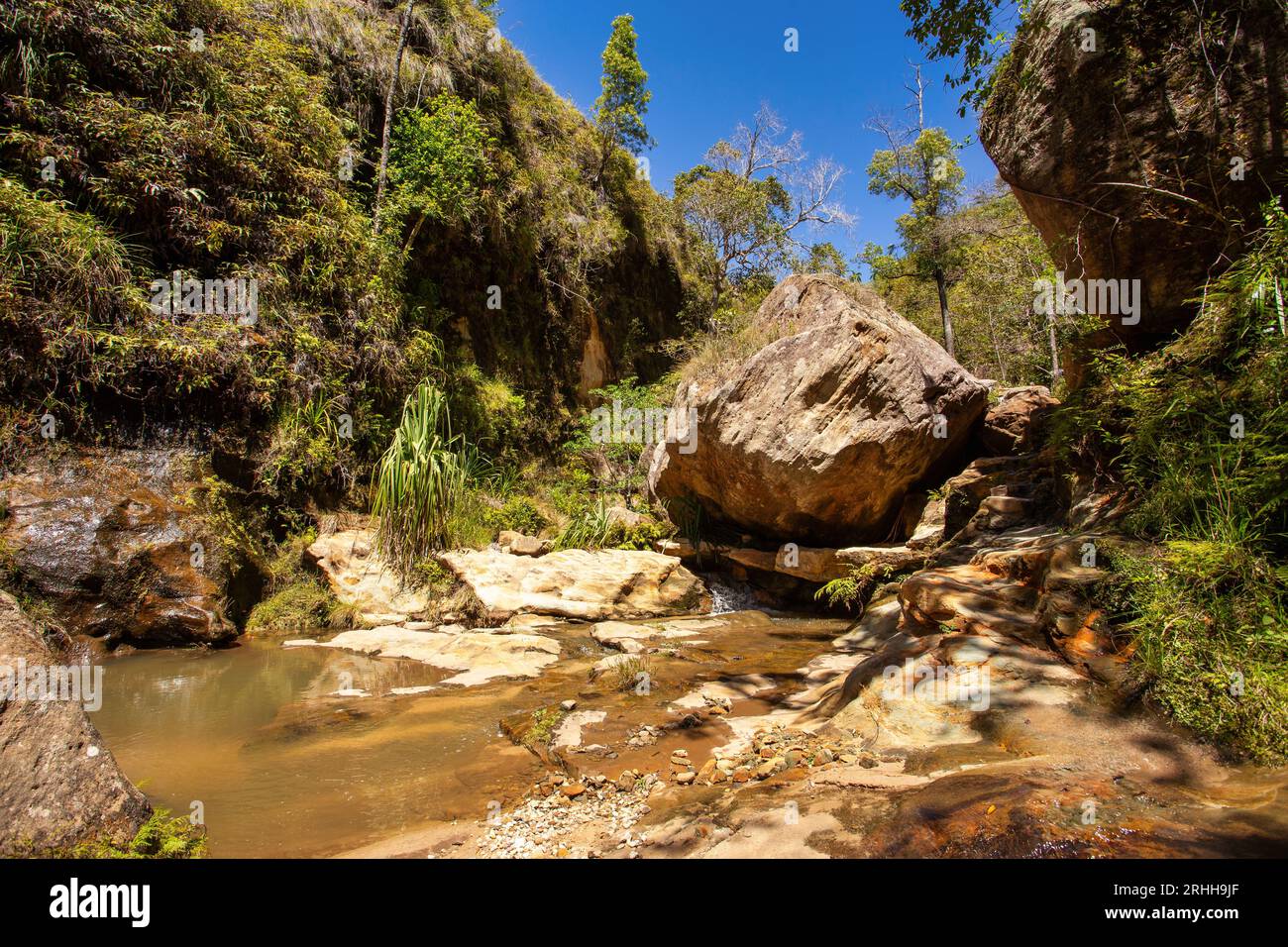 Isalo National Park in Ihorombe Region. Wilderness landscape with water ...