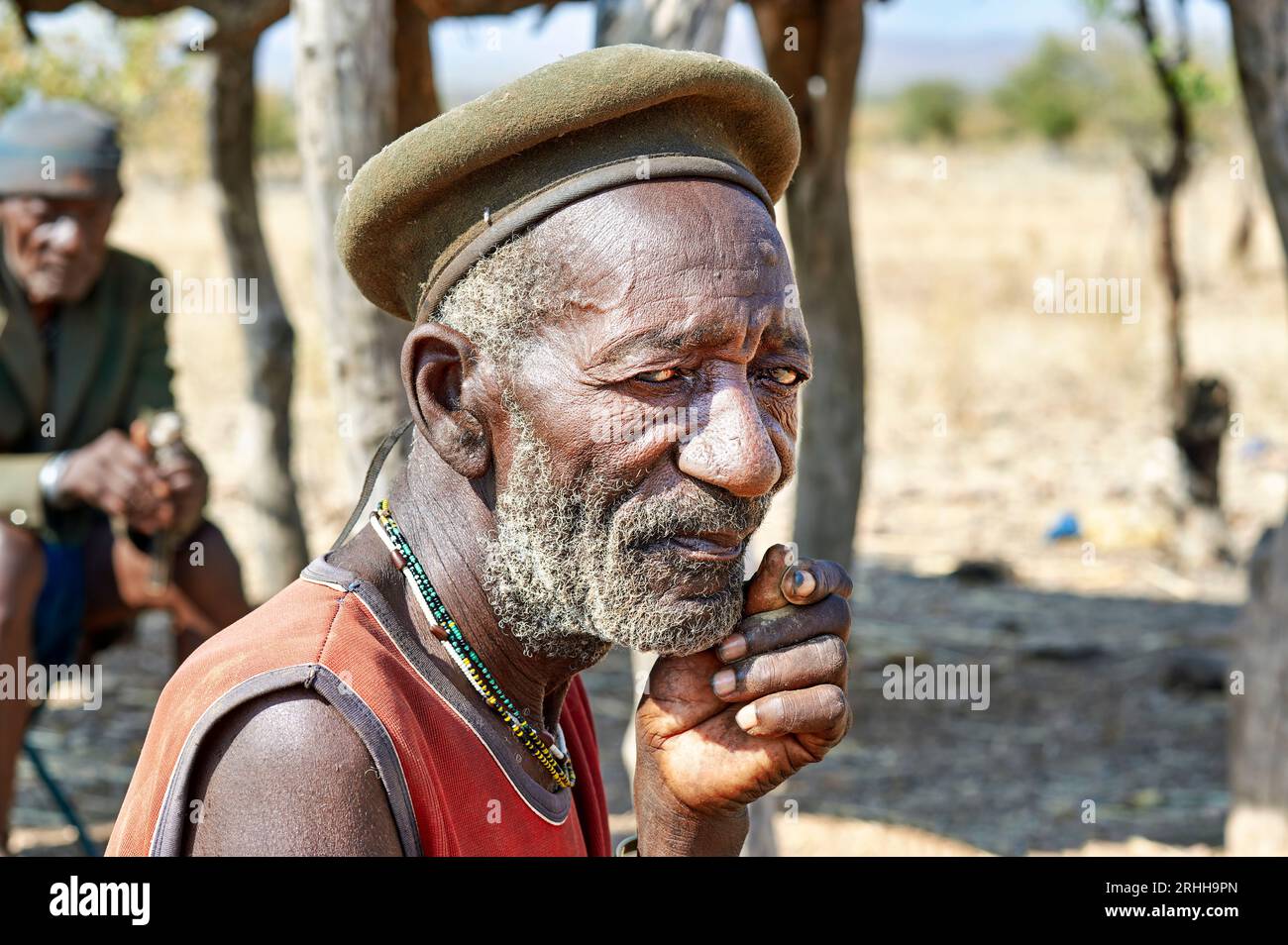 Namibia. Portrait of an old man of Zemba Bantu ethnic group in Kunene ...