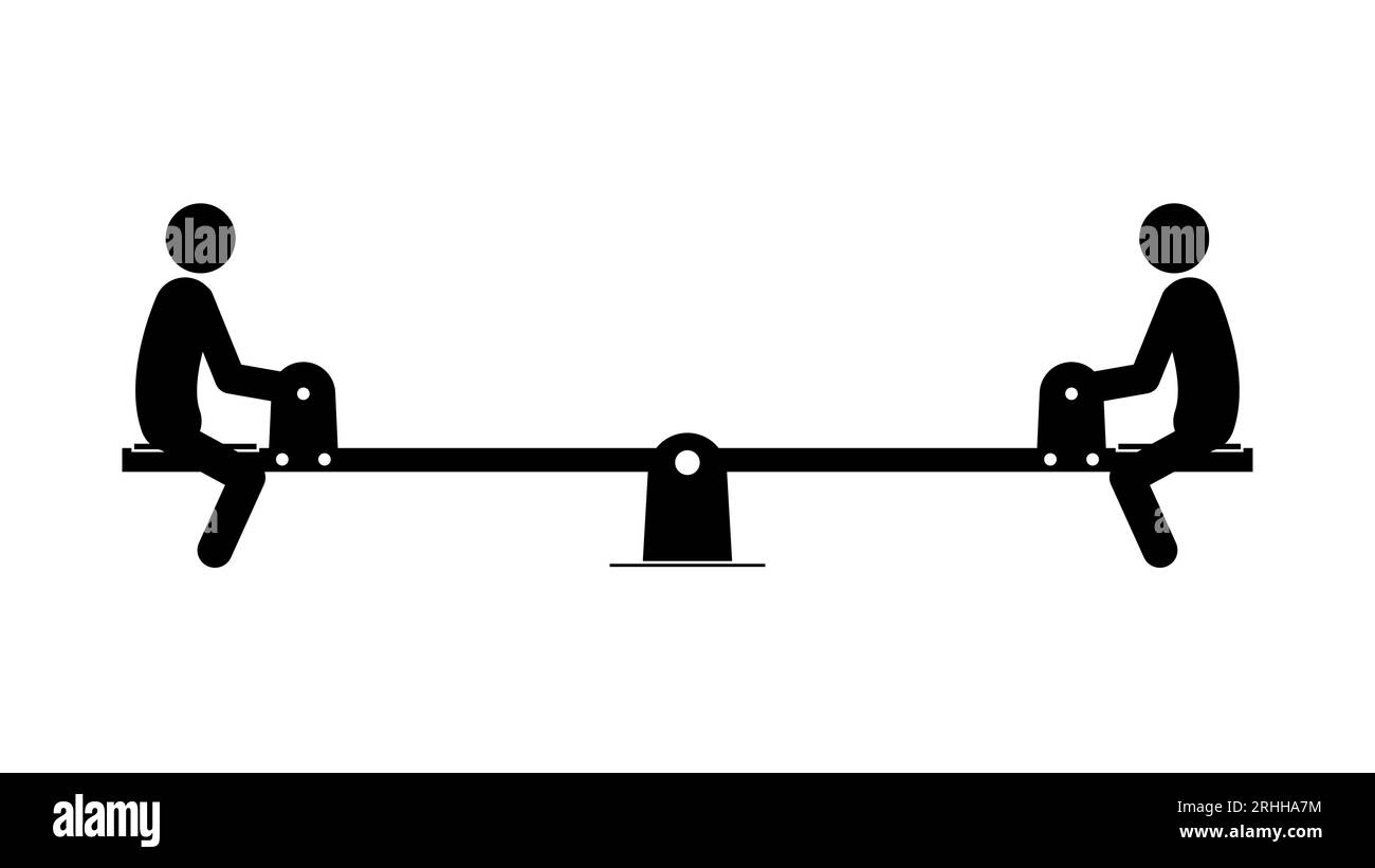 Set of stick figures swing balancer on a white background. Flat style ...