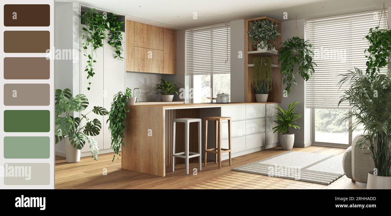 Interior design scene with palette color. Different colors and patterns ...