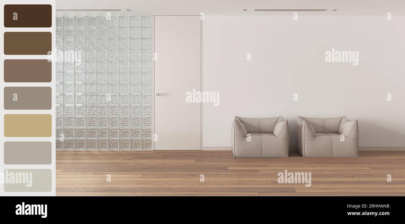 Interior design scene with palette color. Different colors and patterns ...