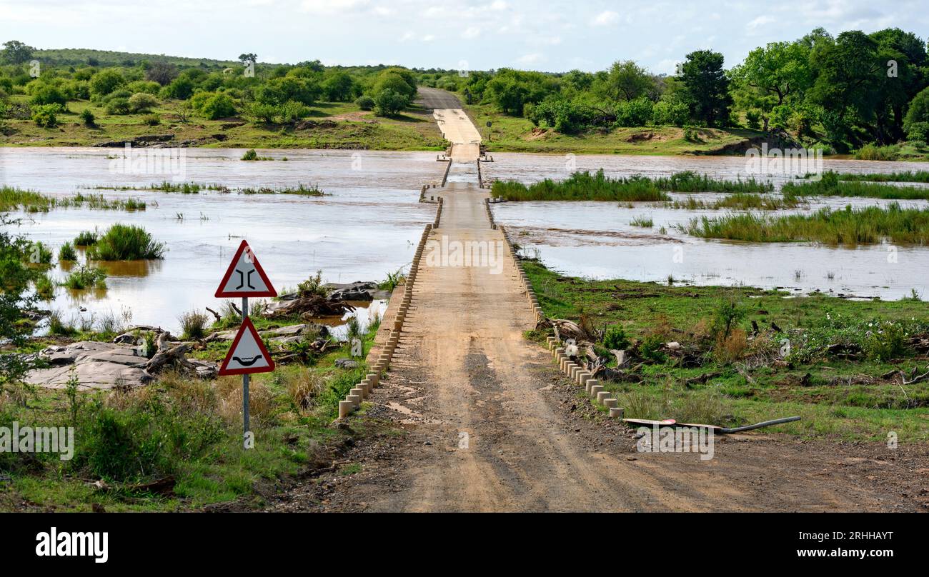 Old Main Road crossing Olifants River, in Mpumalanga, Kruger National ...