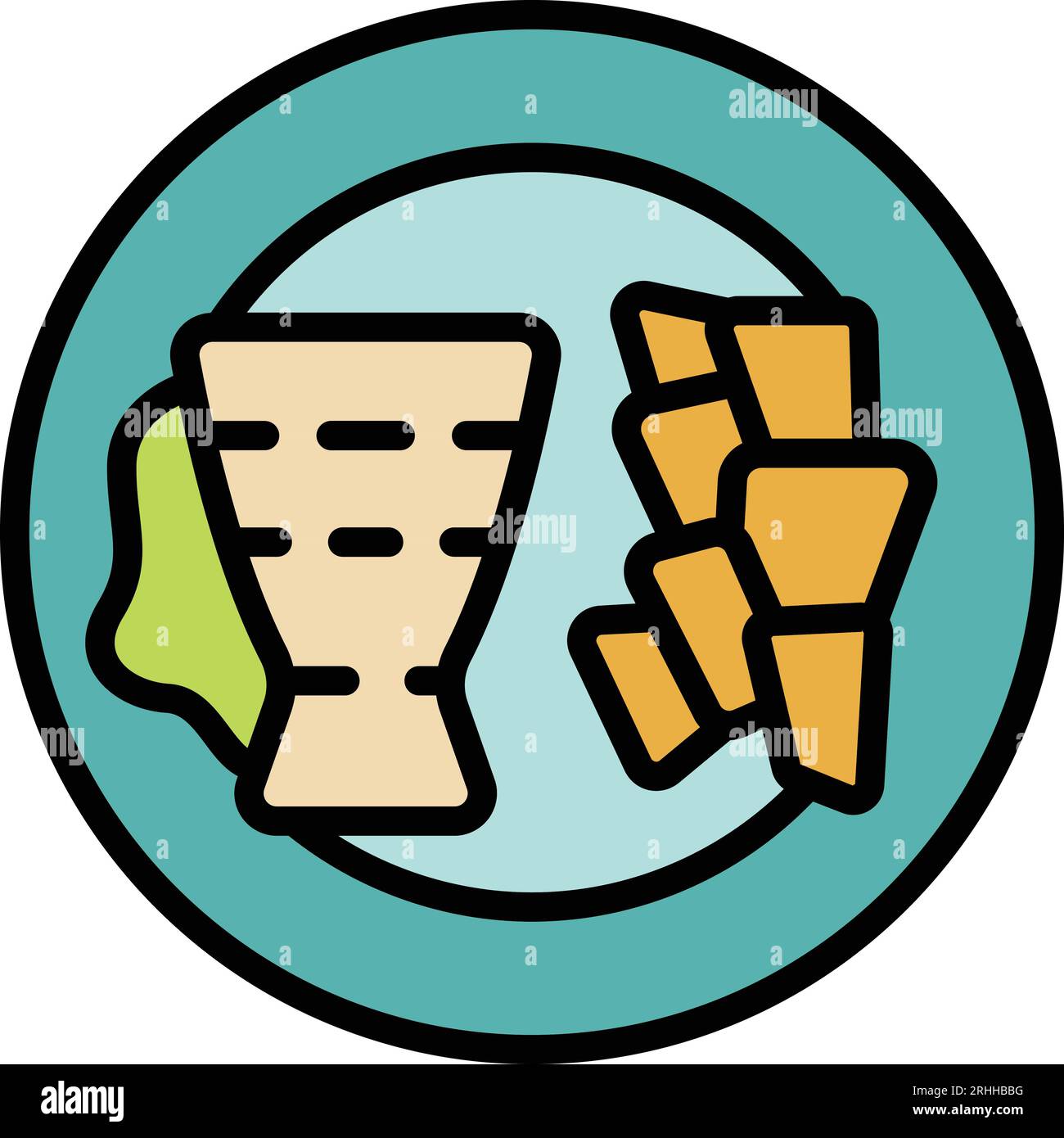 Food cuba plate icon outline vector. Dish caribbean. Dish shrimp color ...