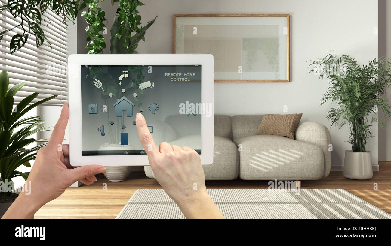Smart remote home control system on a digital tablet. Device with app ...