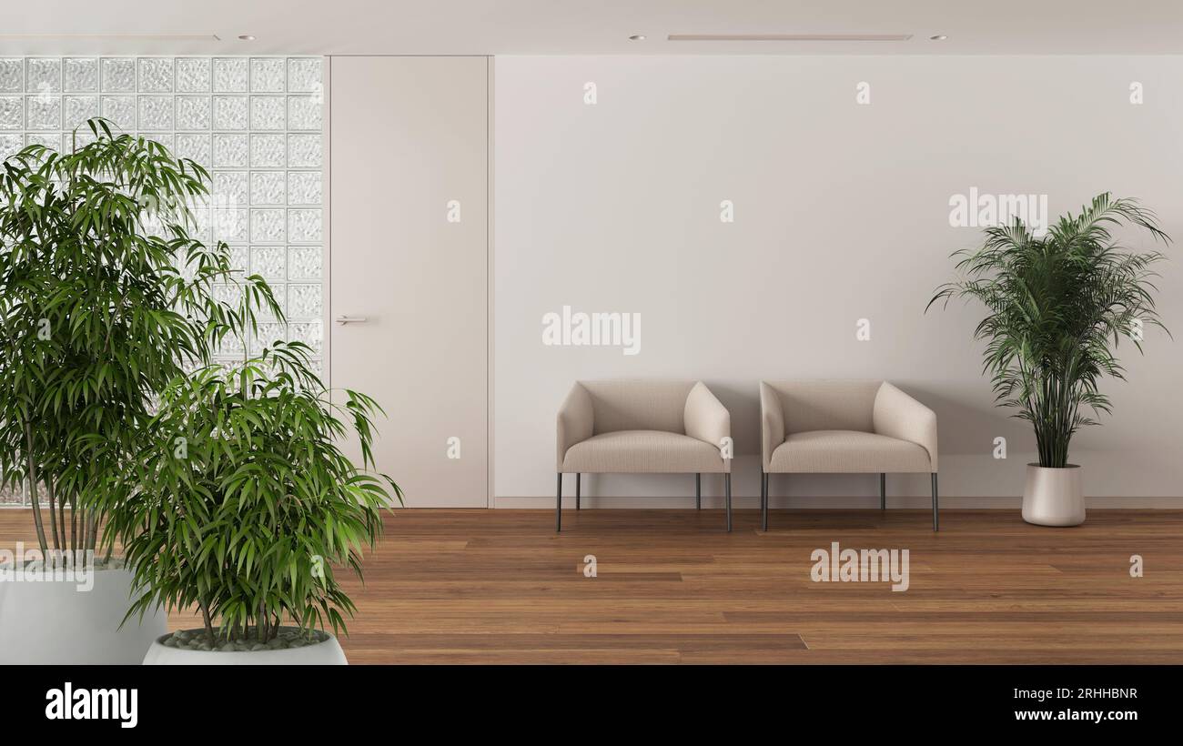 Zen interior with potted bamboo plant, natural interior design concept ...