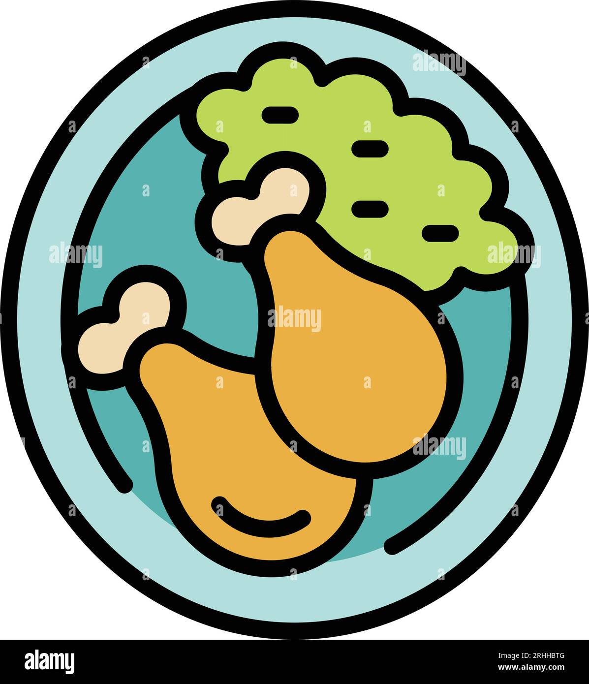 Meat chicken icon outline vector. Caribbean food. Peri haiti color flat ...