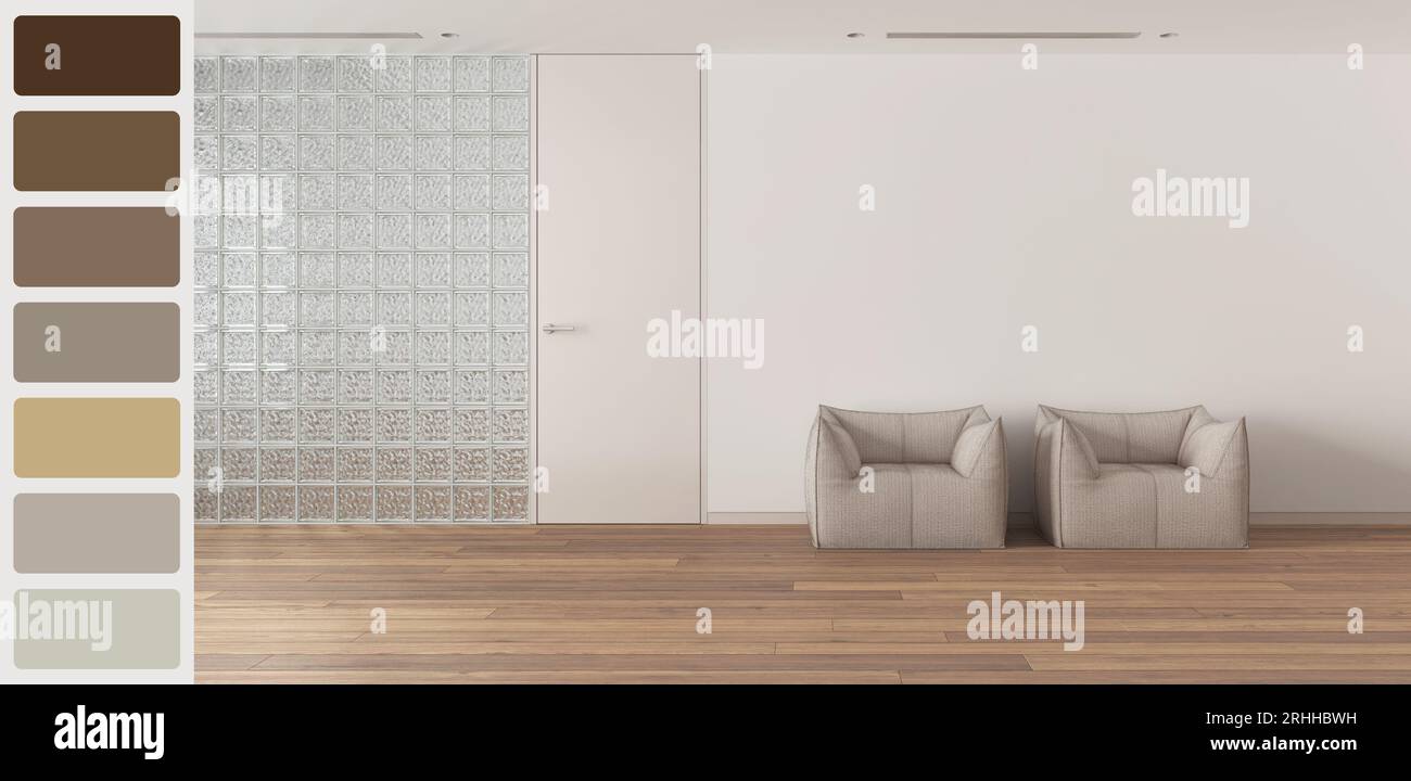 Interior design scene with palette color. Different colors and patterns ...