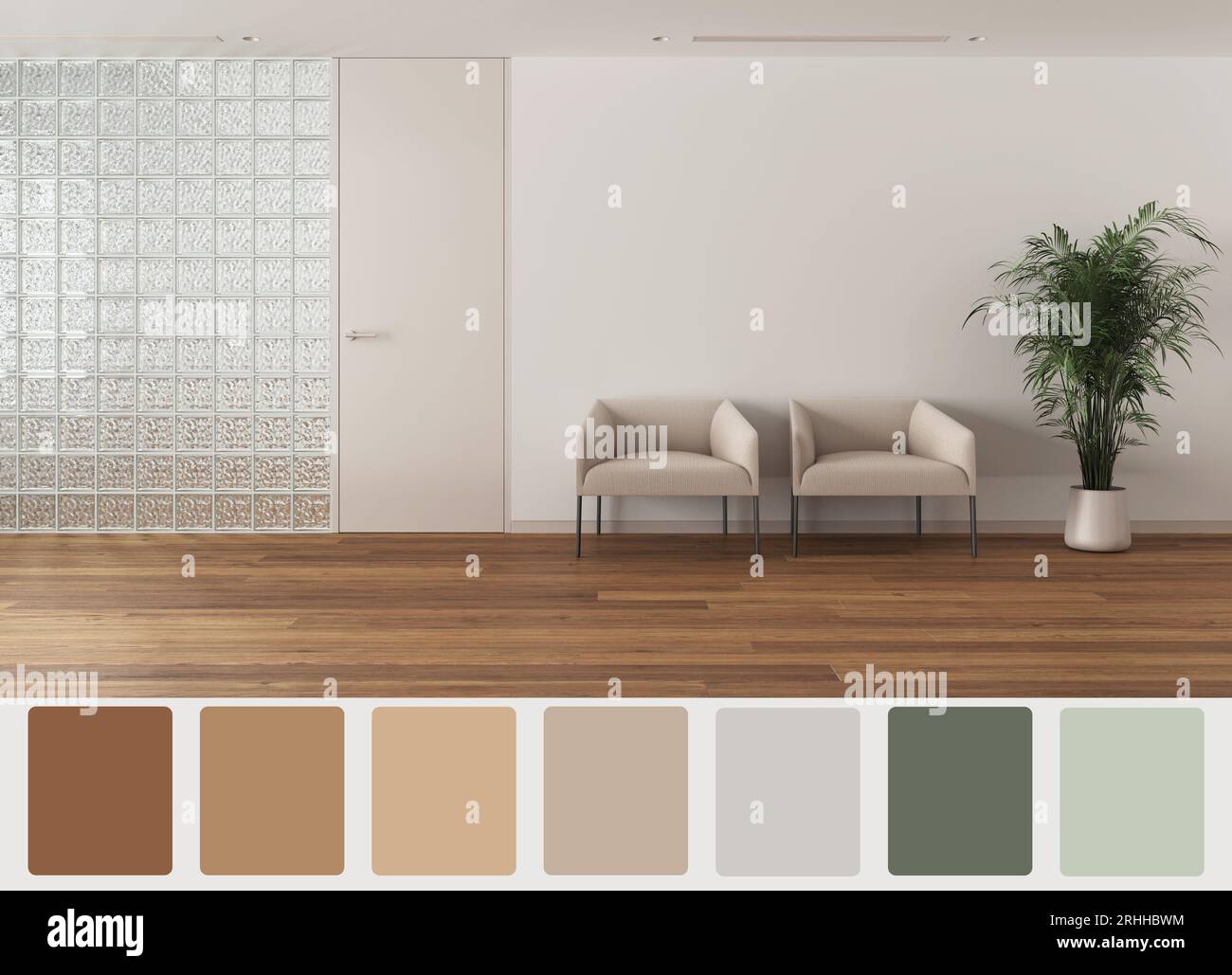 Interior design scene with palette color. Different colors and patterns ...