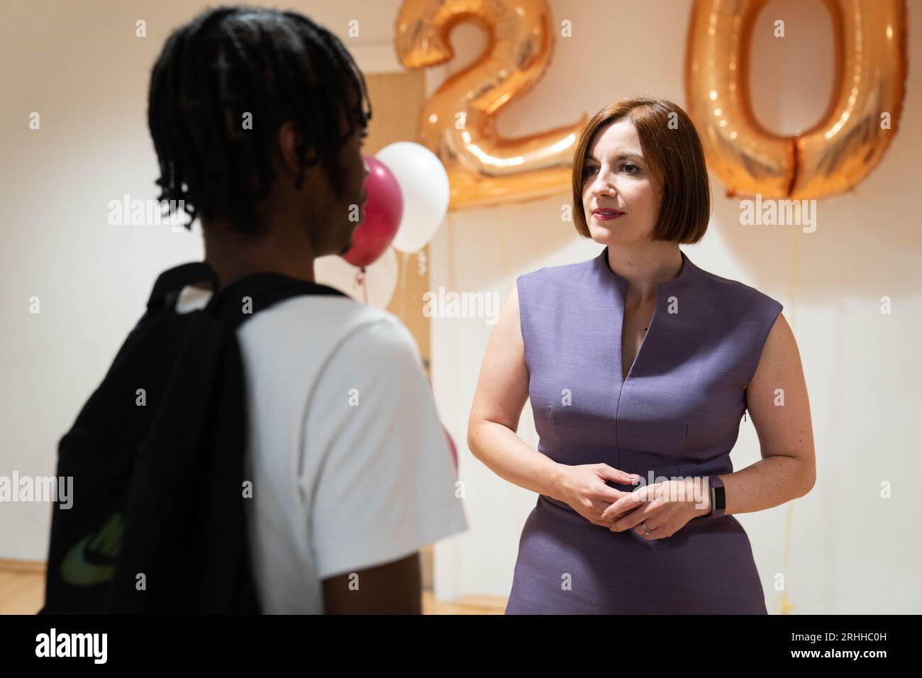 Labour shadow education secretary Bridget Phillipson (left) speaks to ...