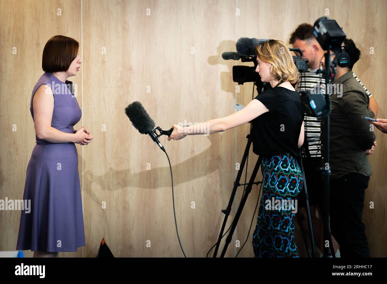 Labour shadow education secretary Bridget Phillipson speaks to the ...