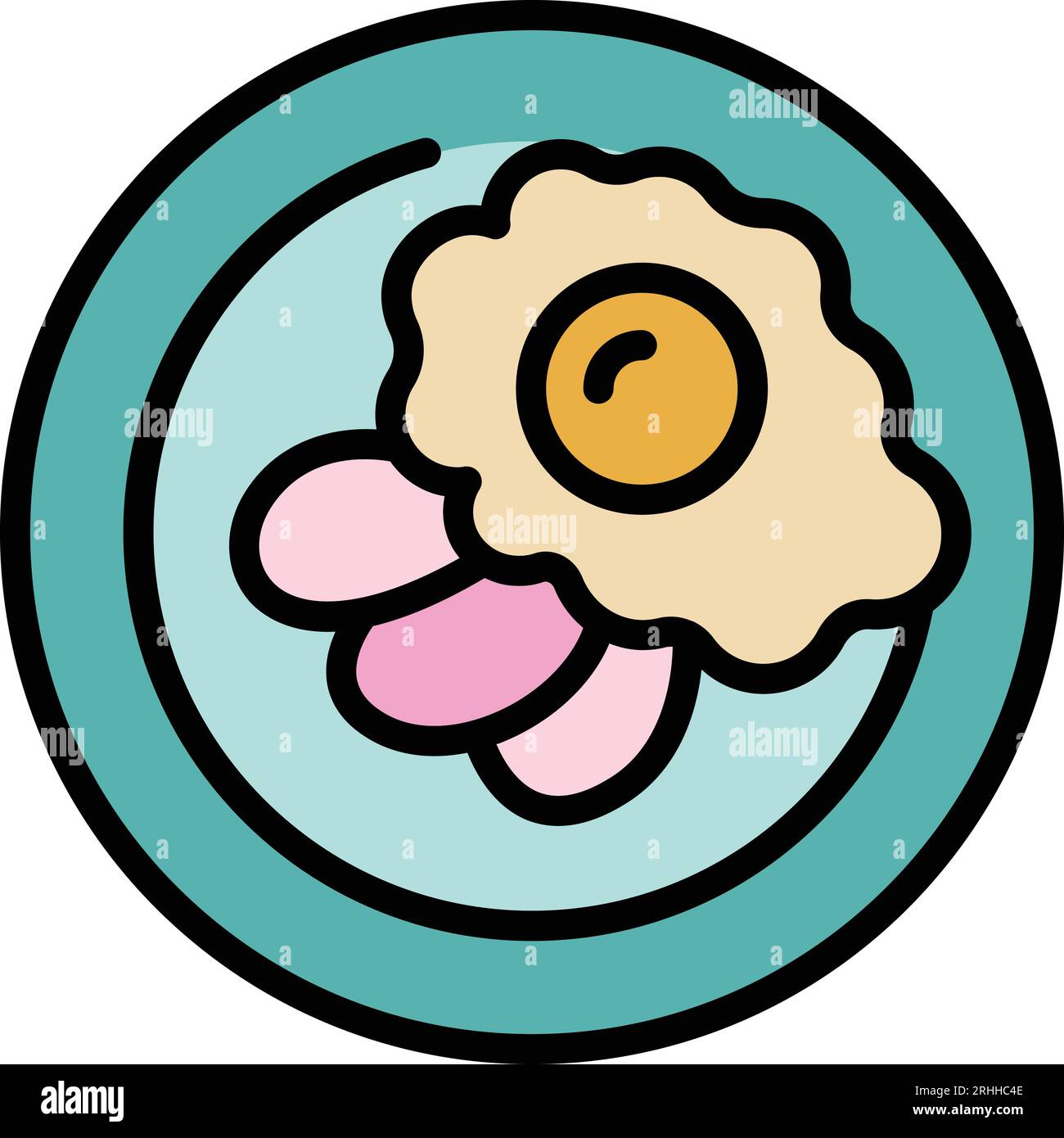 Egg food icon outline vector. Dish plate. Peri haiti color flat Stock ...