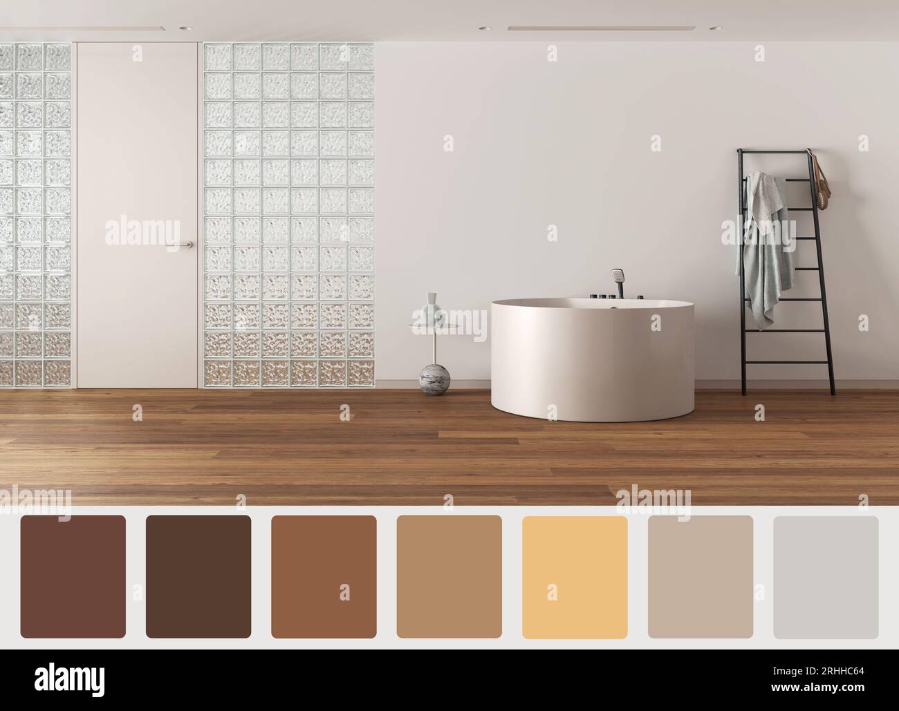 Interior design scene with palette color. Different colors and patterns ...