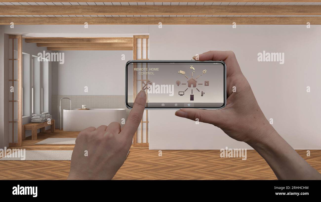 Smart remote home control system on a smart phone. Device with app ...