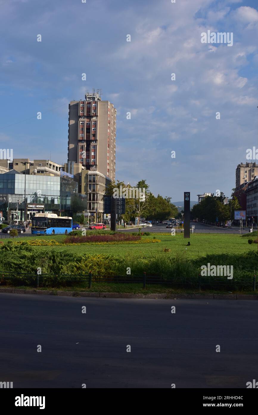 Public transport buses on a bus station. Mix of old and new, electric ...