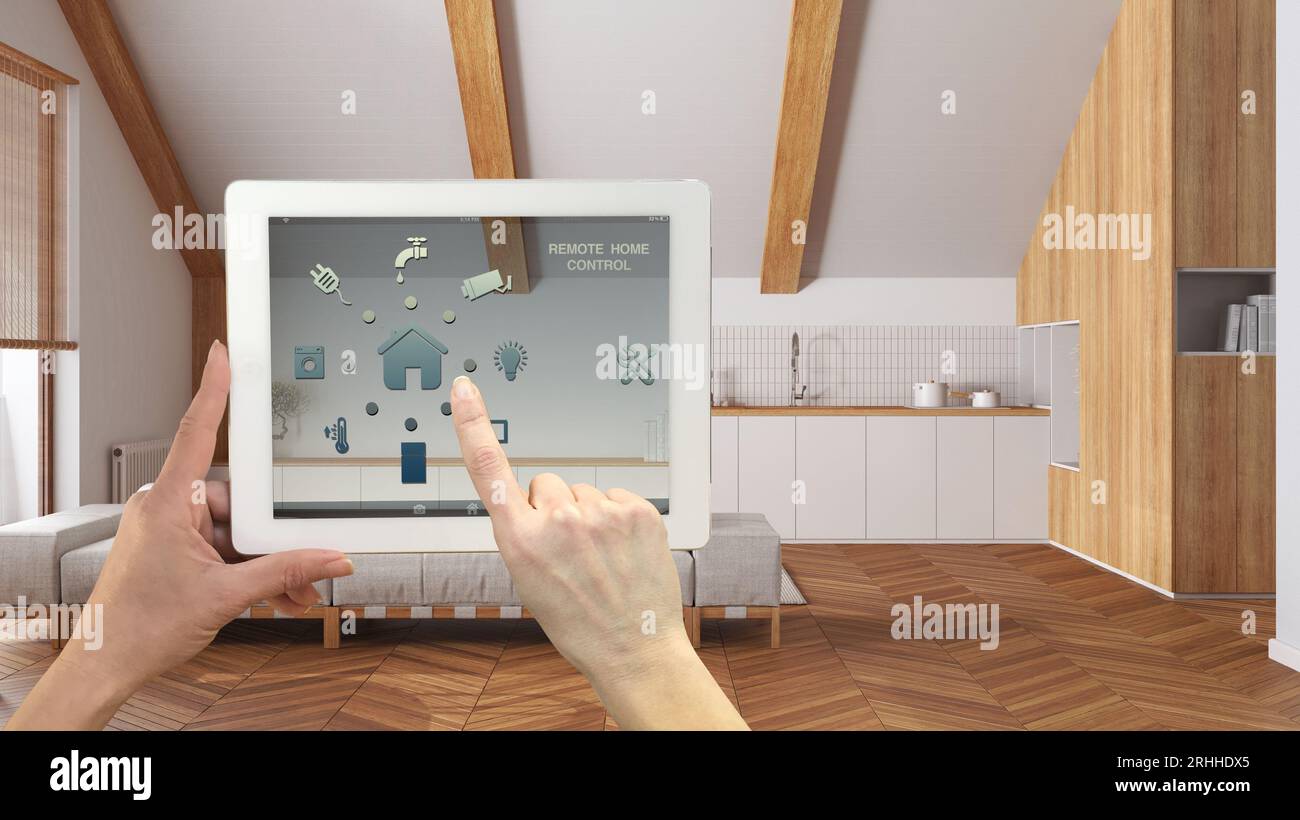 Smart remote home control system on a digital tablet. Device with app ...
