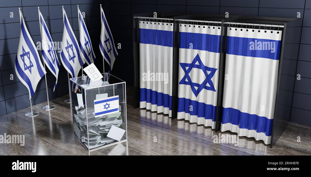 Israel - voting booths and ballot box - election concept - 3D ...