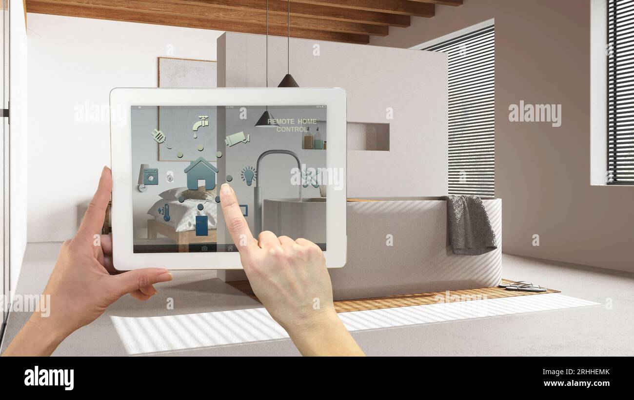 Smart remote home control system on a digital tablet. Device with app ...