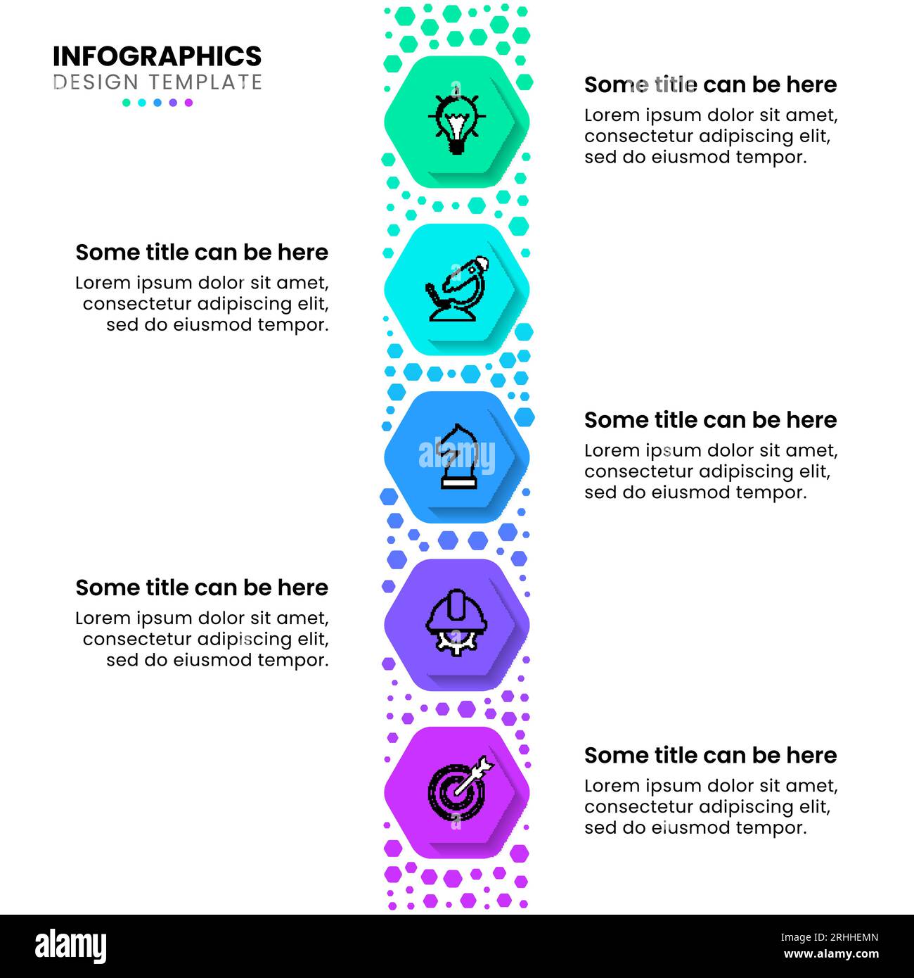 Infographic template with icons and 5 options or steps. Vertical line ...