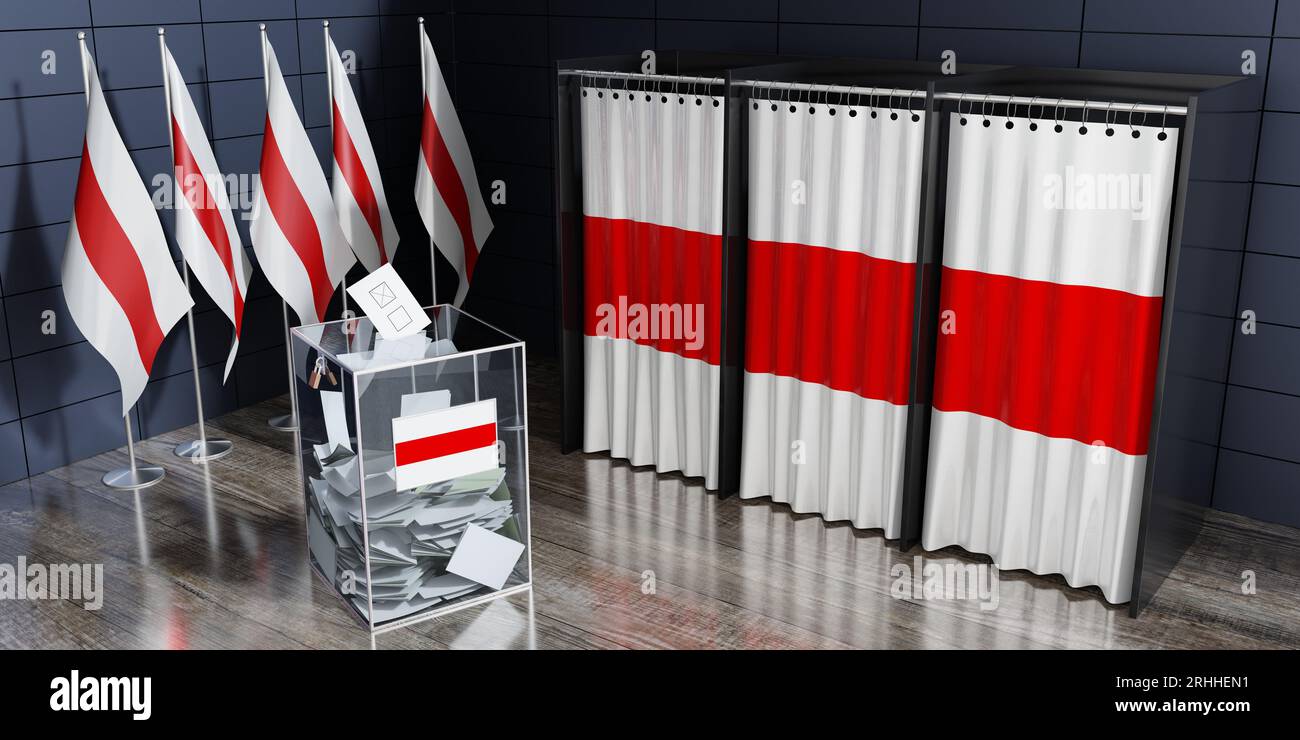 Belarus - voting booths and ballot box - election concept - 3D ...
