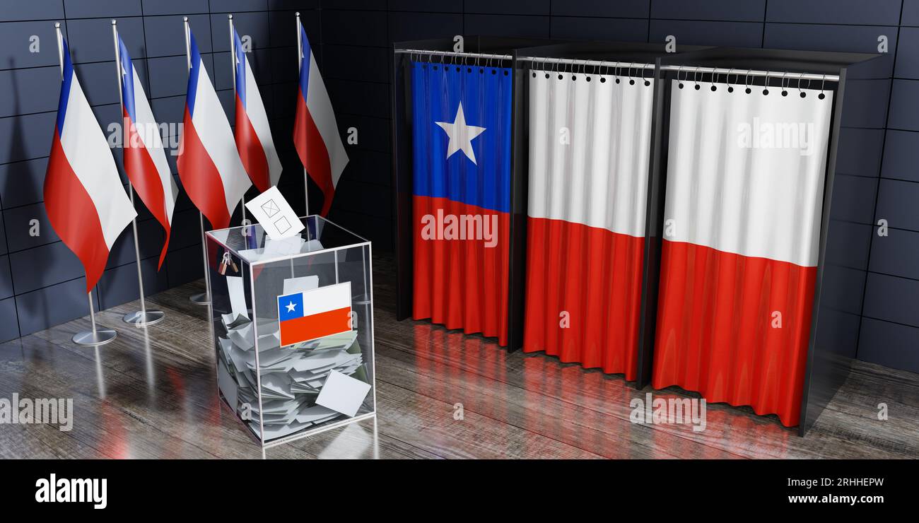 Chile - voting booths and ballot box - election concept - 3D ...