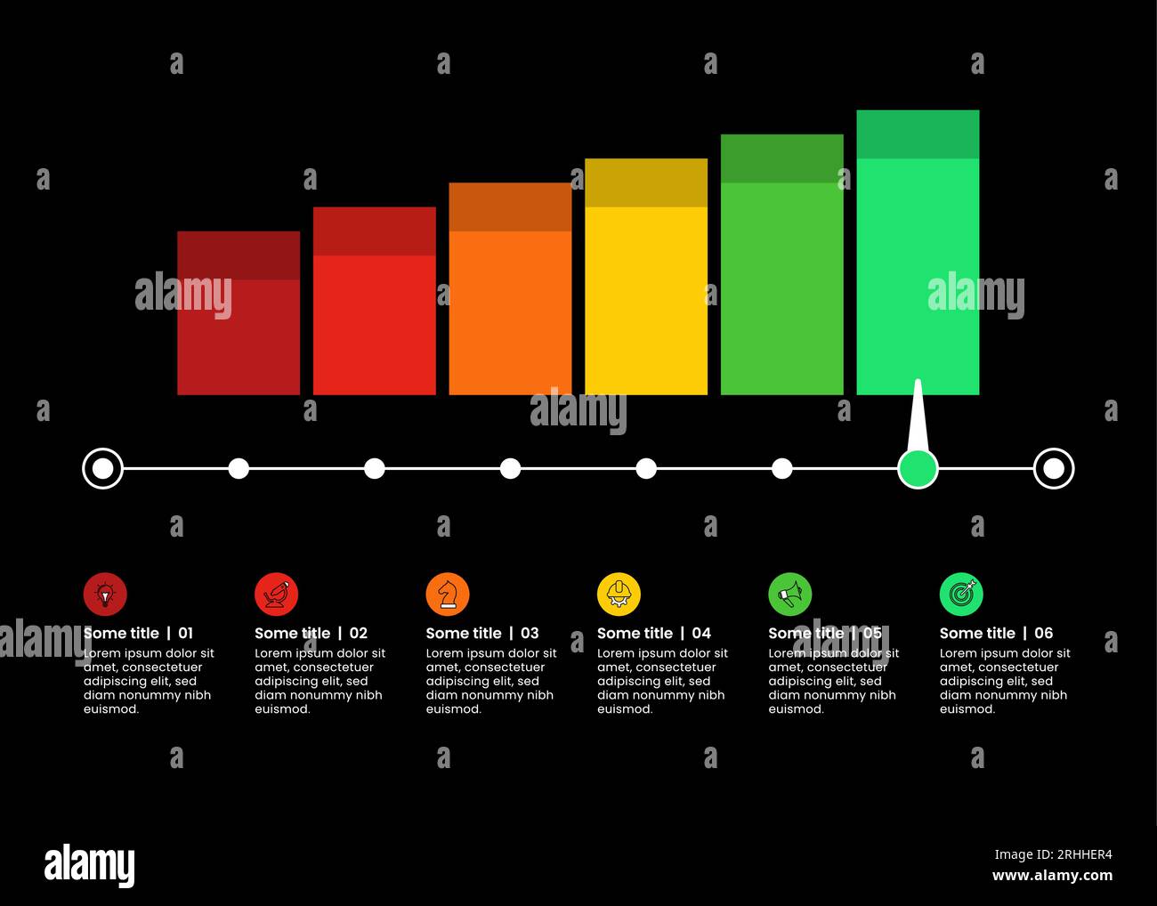 Infographic template with icons and 6 options or steps. Bar graph. Can ...