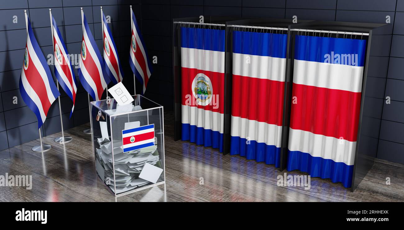 Costa Rica - voting booths and ballot box - election concept - 3D ...