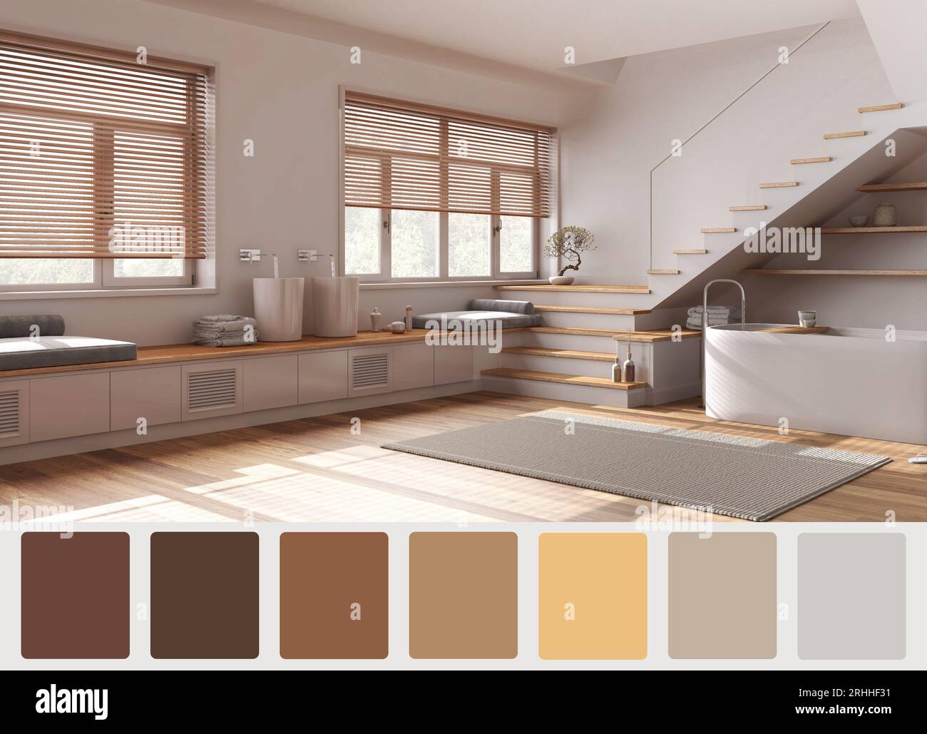 Interior design scene with palette color. Different colors and patterns ...