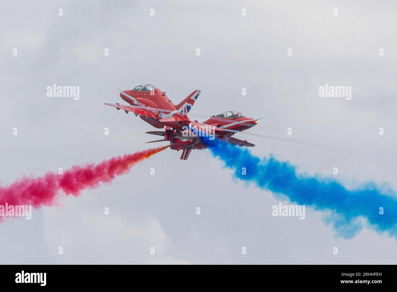 Two red arrows speed past each other BLACKPOOL, ENGLAND. INCREDIBLE ...