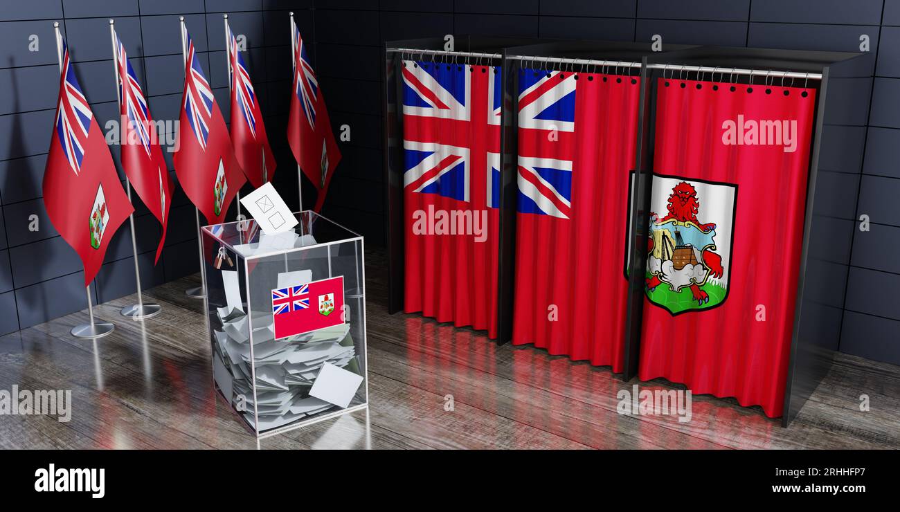 Bermuda - voting booths and ballot box - election concept - 3D ...