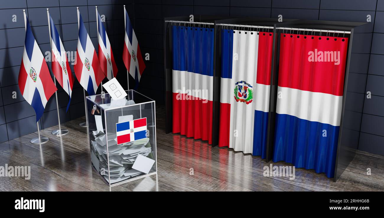 Dominican Republic - voting booths and ballot box - election concept ...