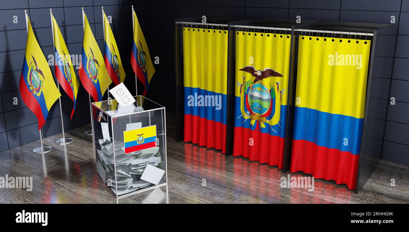 Ecuador - voting booths and ballot box - election concept - 3D ...